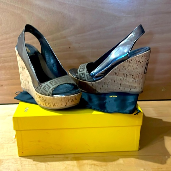 Fendi | Shoes | Fendi Metallicbrown Zucca Canvas And Patent Leather ...